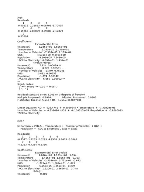 R Output Pdf Coefficient Of Determination Errors And Residuals