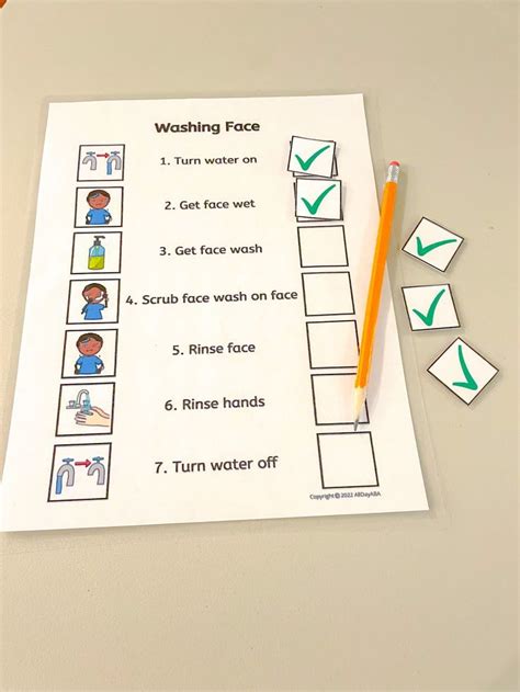 Washing Face Task Analysis Visual Schedule And Data Sheet For Aba Therapy And Special Education