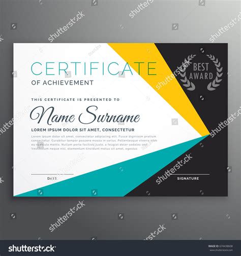 Modern Vector Certificate Template Geometric Shapes Stock Vector