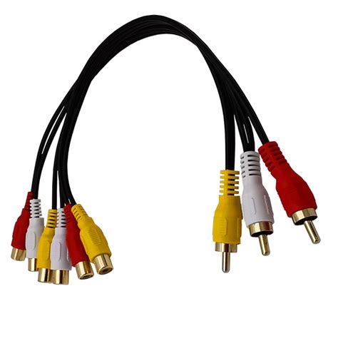 Natefemin Rca Audio Video Cable For Dvd Players 3 Rca Male To 6 Rca Female Connects Component