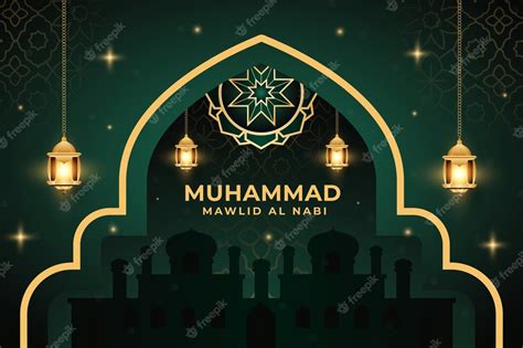 그라데이션 Mawlid 알 나비 배경 무료 벡터