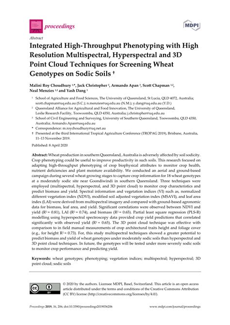 Pdf Integrated High Throughput Phenotyping With High Resolution Multispectral Hyperspectral