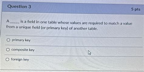 Solved Question 35 ﻿ptsa Is A Field In One Table Whose