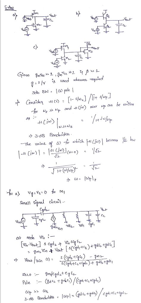 Solved 5 Determine The 3dB Bandwidth Of The Circuits Shown Below