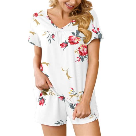 Anygrew Summer Pajama Sets For Womens Shorts Soft Pj Set 2 Piece
