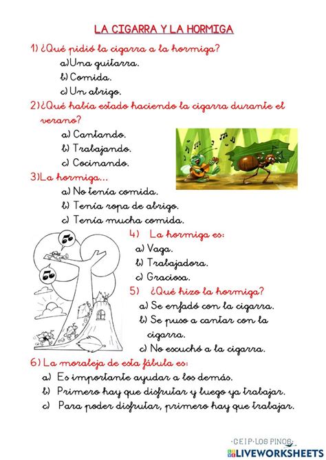 Best 13 La Cigarra Y La Hormiga Interactive Activity Artofit