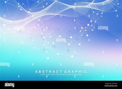 Abstract Geometric Background With Dynamic Particles Wave Flow Big