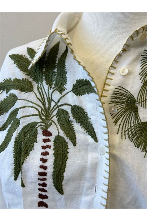 CAMISA LINO PALMERA BORDADO Michonet