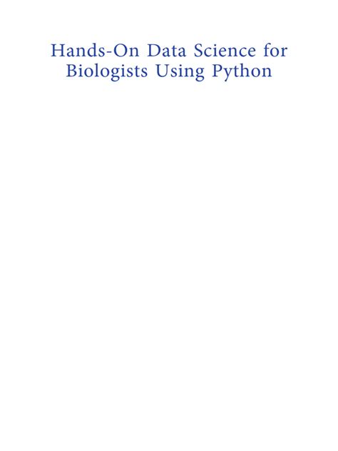 Data Science For Biologists With Python Pdf Machine Learning