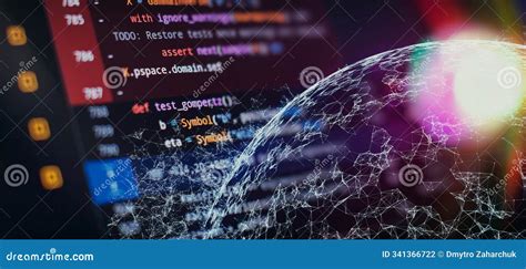 Working Atmosphere Of A Programmer At Home Background Programming Code Abstract Screen Stock