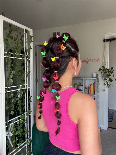 Butterfly Clips Bubble Braids Cute Hairstyle Festival Hairstyle
