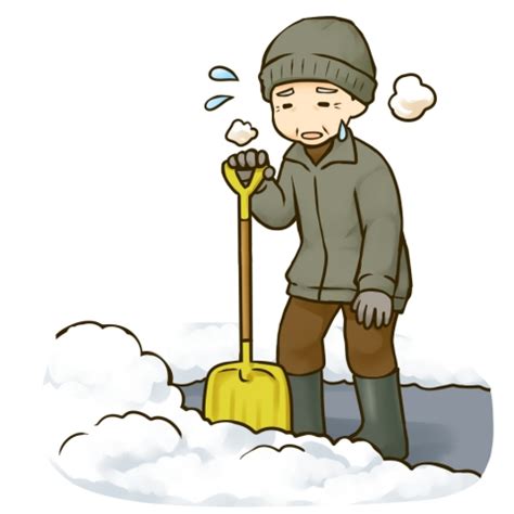 雪かきして疲れたおじいさんのイラスト 無料イラストのIMT 商用OK加工OK