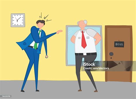 Homme Daffaires Fâché Et Criant À Son Patron Illustration De Vecteur