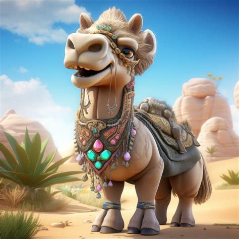 Little Cute Camel In Fantasy Style High Quality 3d Model Stock