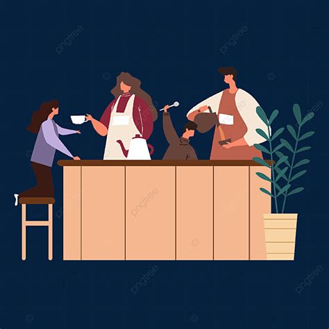 바리 스타 커피 일러스트 만들기 만화 평면 그림 캐릭터 커피 메이커 커피 커피 만들기 Png 일러스트 및 Psd 이미지 무료 다운로드 Pngtree