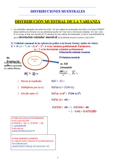 Distribución Varianza Muestral Para Guia 4 Distribuciones Muestrales