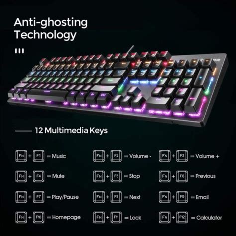RGB MECHANICAL GAMING KEYBOARD INPHIC V910 WITH BLUE SWITCH