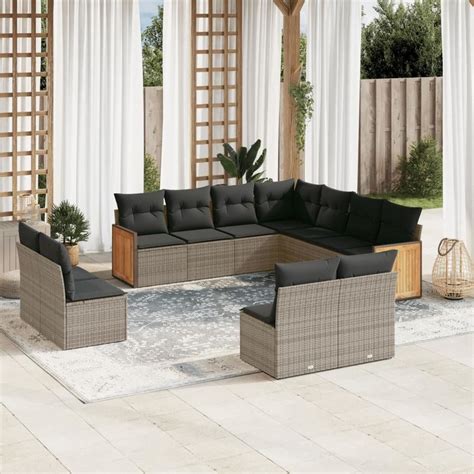 11 Piece Garden Sofa Set With Cushions Poly Rattan Vidaxl Big W