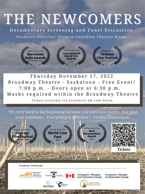 The Newcomers Documentary Screening And Panel Discussion Saskatchewan