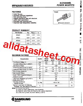 IRF820 Datasheet(PDF) - Samsung semiconductor