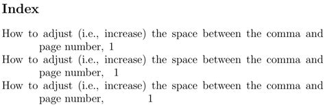indexing adjust spacing between the comma and page number in the