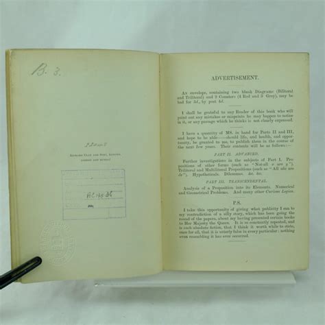 Charles Dodgson Symbolic Logic Part 1 Elementary Rare And Antique