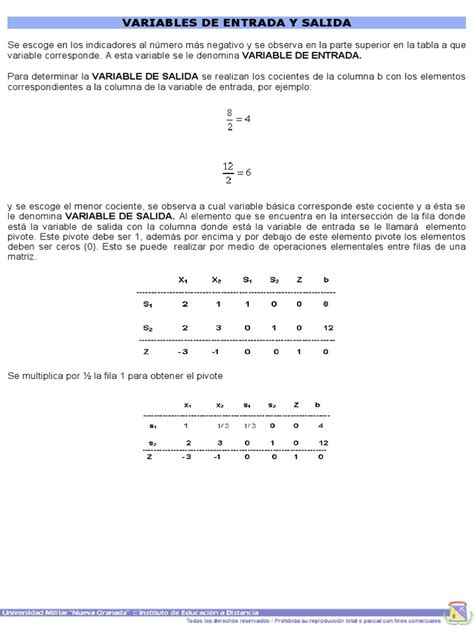 Variables De Entrada Y Salida Pdf