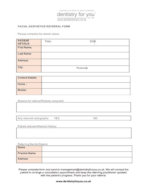 Fillable Online Facial Aesthetics Referral Form Fax Email Print Pdffiller