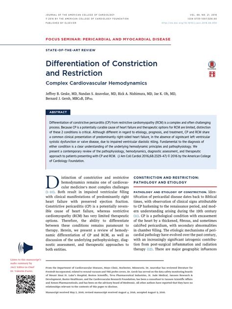 Constrictive And Restrictive Cardiomyopathy Pdf Pdf Atrium Heart