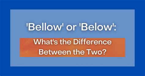 ‘bellow Or Below Whats The Difference