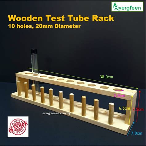 Rak Tabung Uji Kayu 10 X 20mm Lubang Wooden Test Tube Rack 10 X 20mm