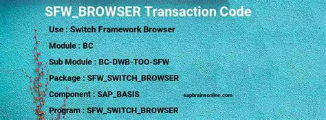 SFW BROWSER SAP Tcode For Switch Framework Browser