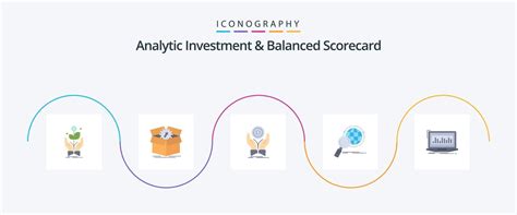 inversión analítica y cuadro de mando integral plano paquete de iconos que incluye lupa