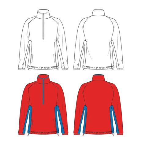 Quarter Zip Jacket Fashion Flat Templates Technical Drawings
