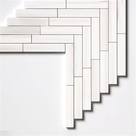Bianco Dolomiti Classic Honed Large Herringbone Marble Mosaic 12 7