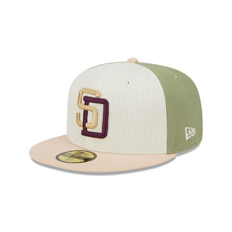 New Era 59fifty San Diego Padres Thermal Front Fitted Hat White Green Tan Billion Creation