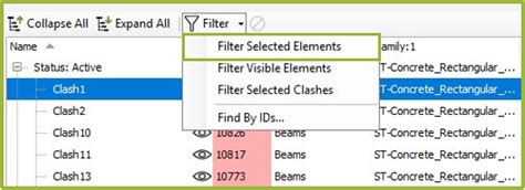 Clash View Mode Clash View Options And Element Selection Bexel