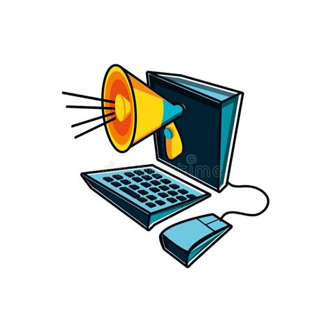 Megaphone Sound With Desktop Computer Stock Illustration Illustration