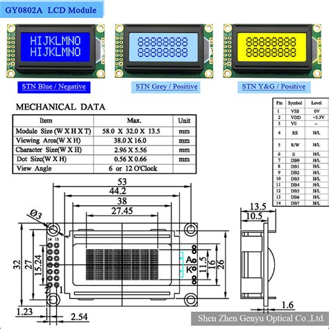 0802 Standard Cob Lcd Module Grey 8x2 Character Lcd Module Shenzhen Genyu Optical Co Ltd