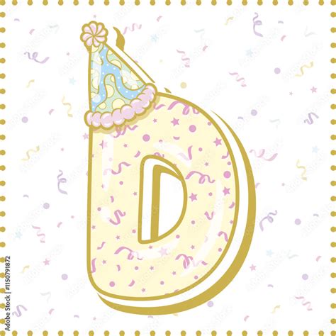Happy Birthday English Alphabet Letter D In Cute Pastel Coloring With A