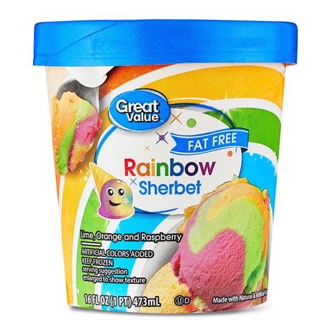 Great Value Rainbow Sherbet 16 Fl Oz Pint Sweet Treat Colorful Frozen