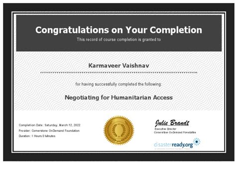 Humanitarian Access Completion Certificate Pdf