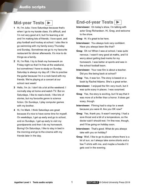 Together 1 Tests Audioscripts Pdf