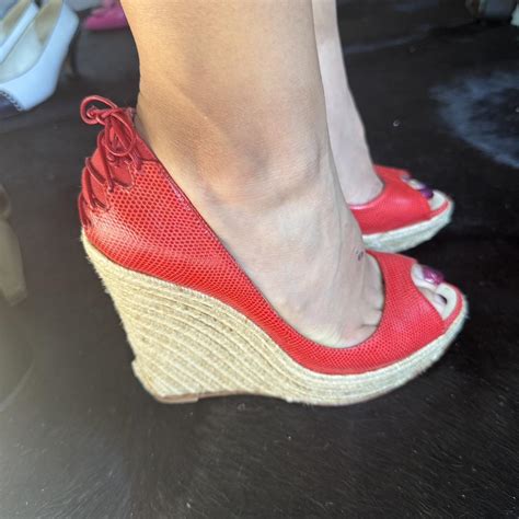 Red Alexandra Neel Espadrille Wedges With Signature Depop