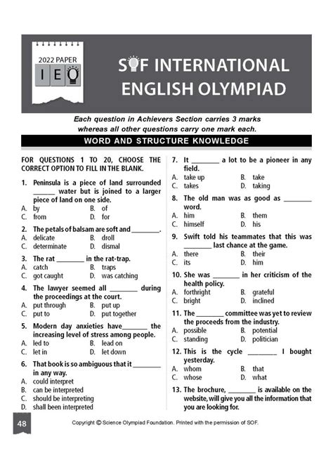 International English Olympiad Work Book Class 7 Mtg Learning Media
