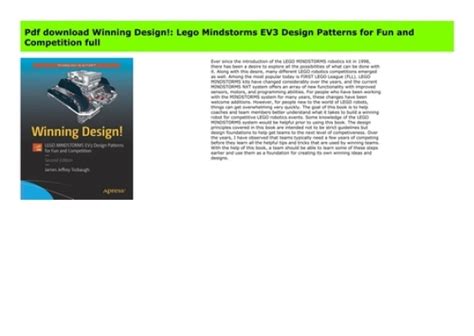 Pdf Download Winning Design Lego Mindstorms Ev3 Design Patterns For