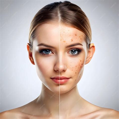 Woman Face Before And After Acne Treatment Procedure Premium Ai