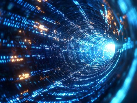 Abstract Binary Code Matrix With Glowing Blue Lights And Particle