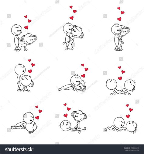 Stick Figure Sex Position Kamasutra Cartoon Vetor Stock Livre De