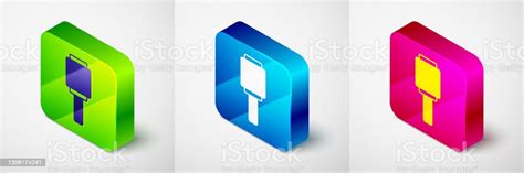 회색 배경에 격리 된 Isometric Rkg 3 대전차 손 수류탄 아이콘 정사각형 버튼입니다 벡터 3에 대한 스톡 벡터 아트
